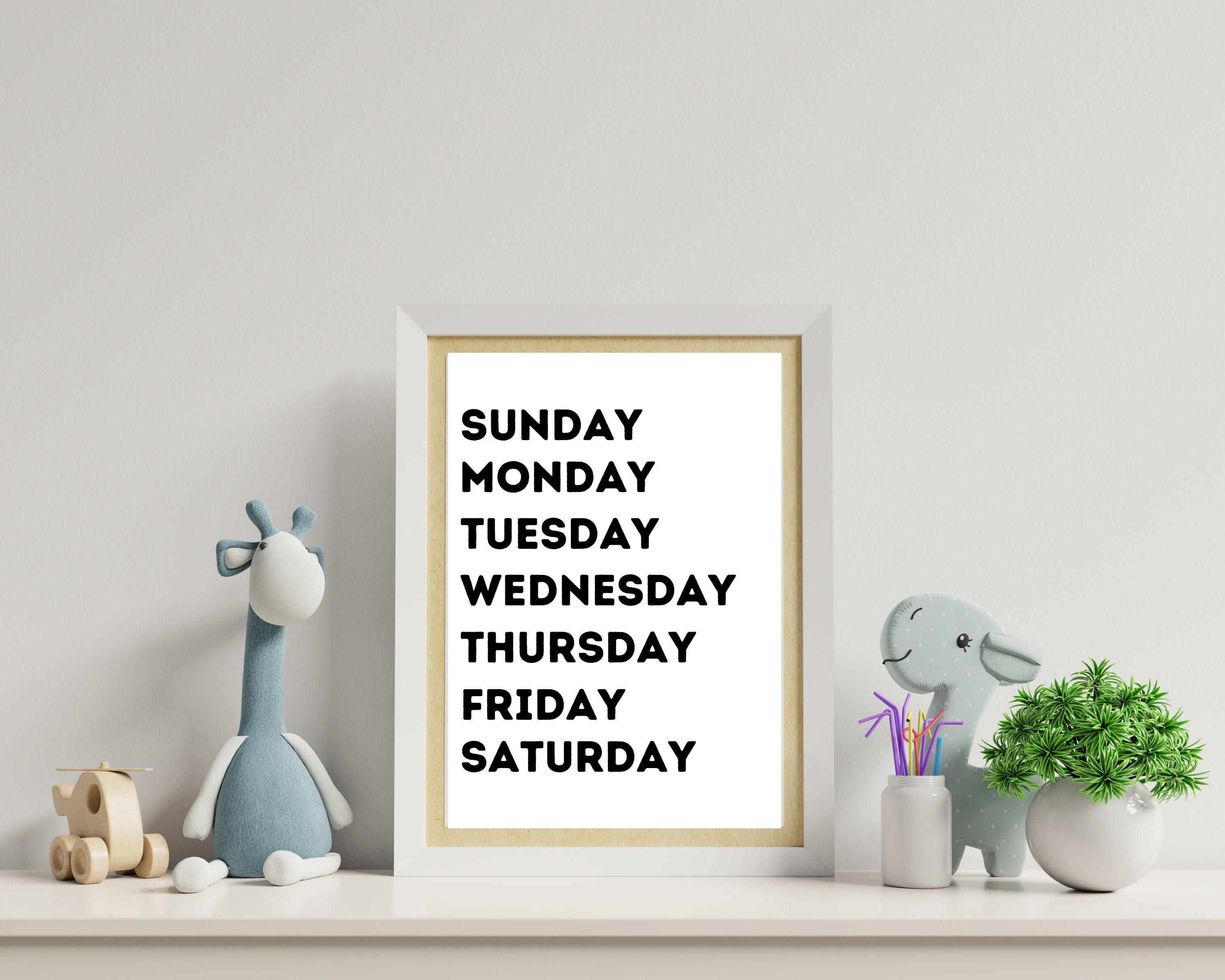 Black and White Days of the Week Poster Homeschool or Classroom Decor ...