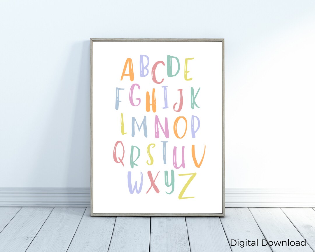 Pastel Alphabet Poster Classroom Printable Educational Posters for Kids ...
