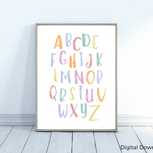 Pastel Alphabet Poster Classroom Printable Educational Posters for Kids ...
