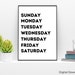 Black and White Days of the Week Poster Homeschool or | Etsy
