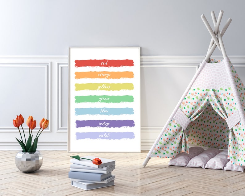 Rainbow Colors Educational Poster | Playroom Decor, Homeschool Decor or ...