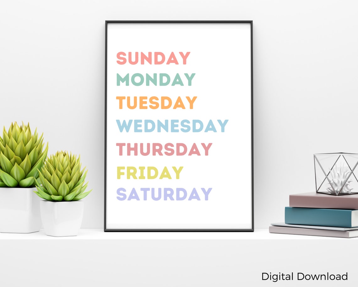 Days of the Week Poster for Homeschool Decor or Classroom Decor ...