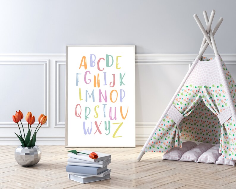 Pastel Alphabet Poster Classroom Printable Educational - Etsy