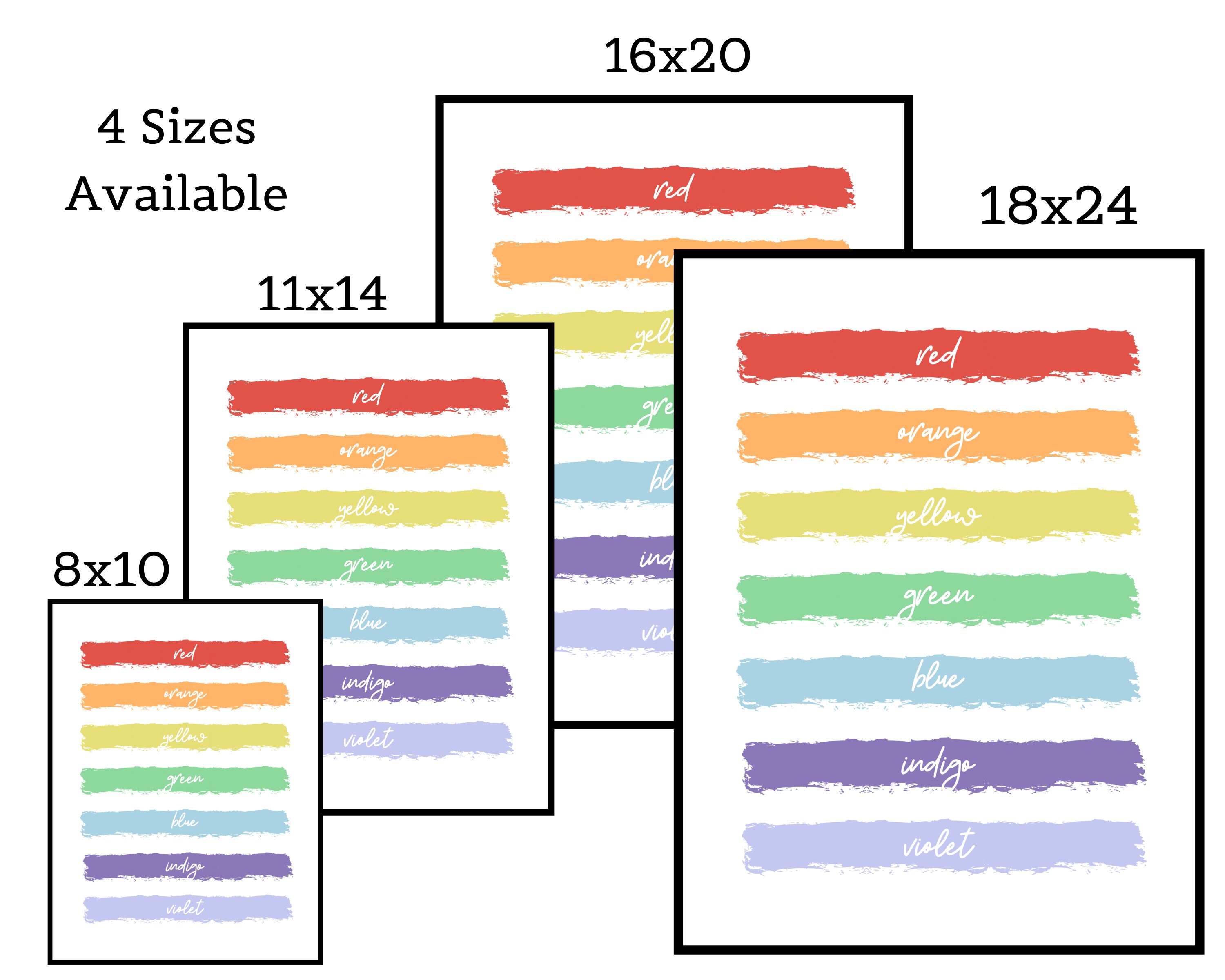 Rainbow Colors Educational Poster | Playroom Decor, Homeschool Decor or ...