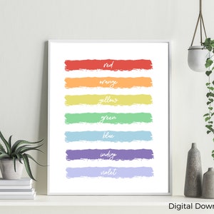 Rainbow Colors Educational Poster | Playroom Decor, Homeschool Decor or ...