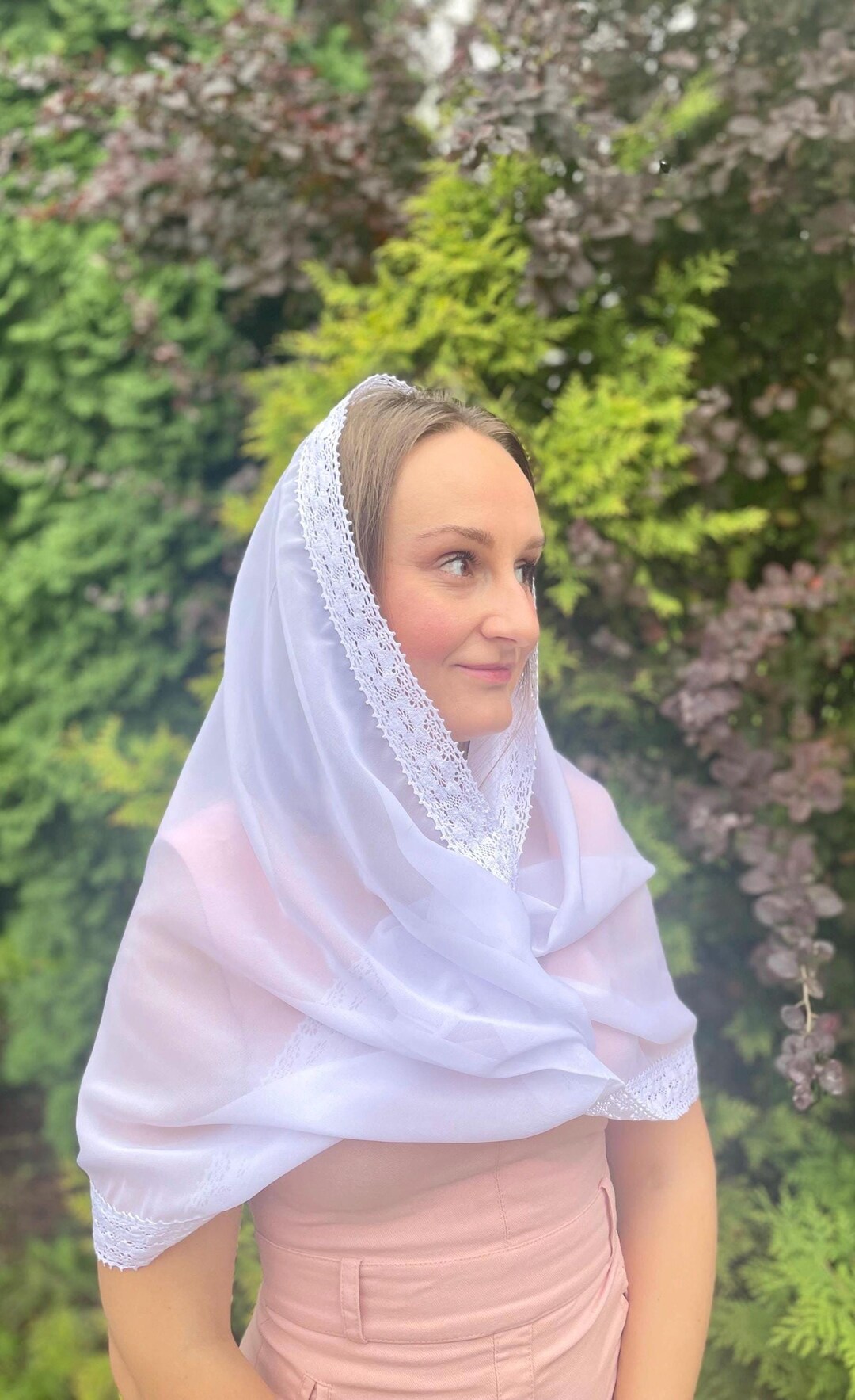 White Chapel Veil, Infinity Veil, Wedding Veil, Catholic Veil, Infinity ...