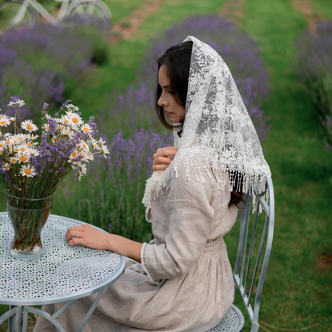 Christian Head Scarf, Christian Scarves, Womens Head Kerchief, Ivory ...