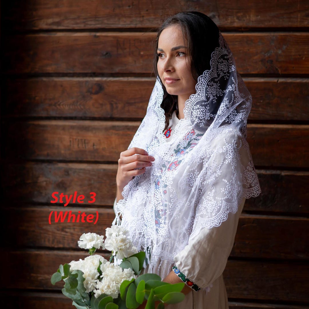 Orthodox Head Scarf, Lace Chapel Veil Scarf, Mantilla Shawl, Church ...