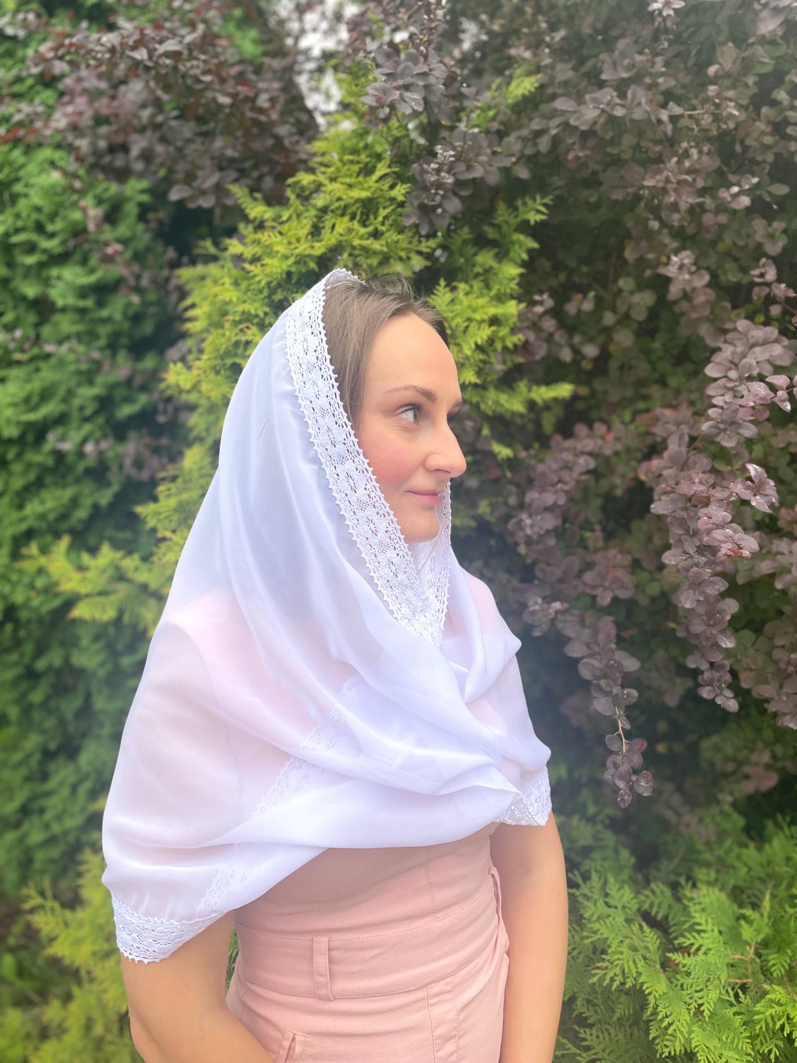 White Chapel Veil, Infinity Veil, Wedding Veil, Catholic Veil, Infinity ...