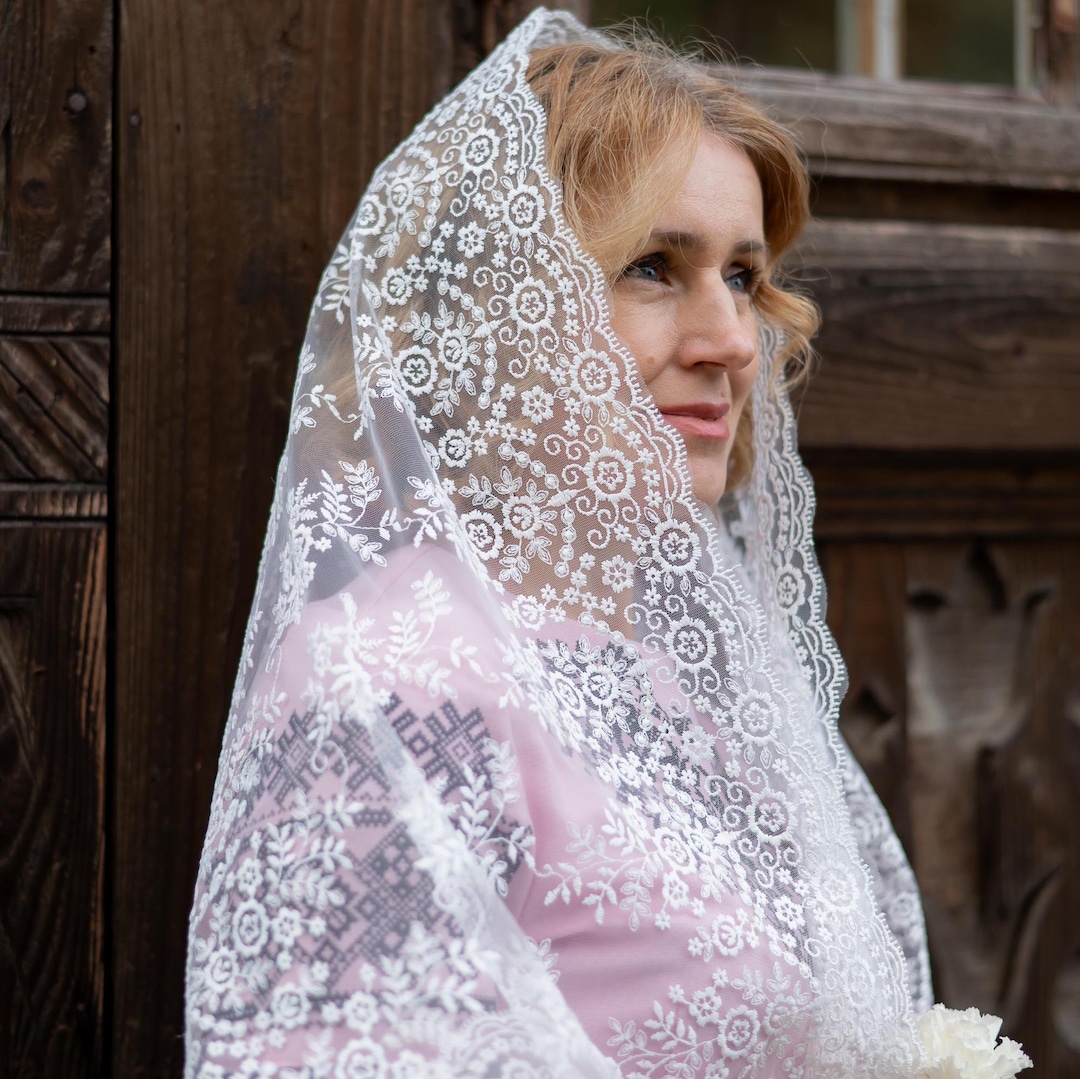 White Lace Scarf, Orthodox Head Covering, Elegant Church Scarf for ...