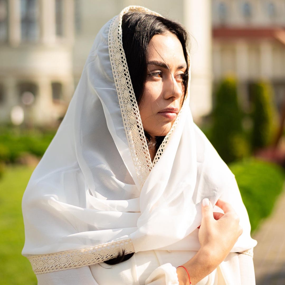 Orthodox Mantilla Veil, Church Head Covering With Lace, Prayer Shawl ...