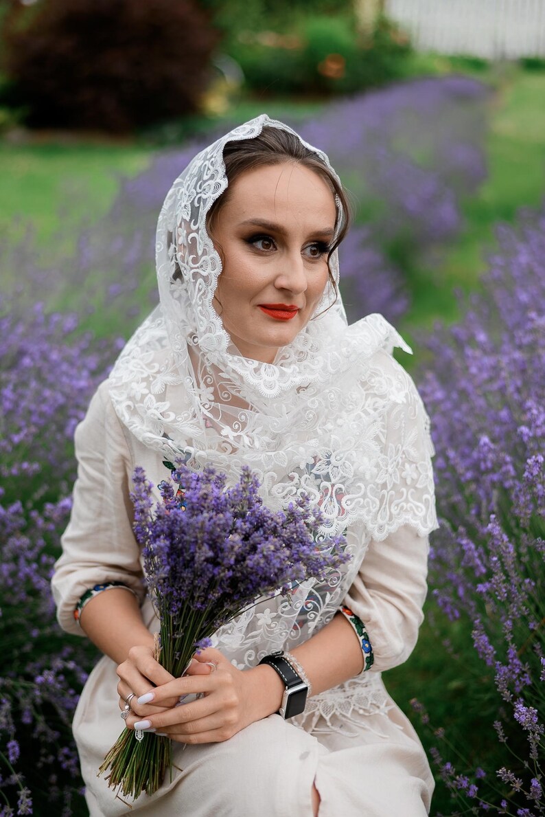 Chapel Scarf, Orthodox Head Scarf, Wedding Lace Scarf, Mantilla Shawl ...