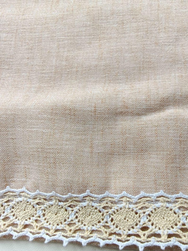 Beige Linen Church Veil With White Lace Trim for Women, Modest Head ...