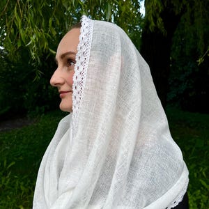 Super Soft White Infinity Veil, Catholic Veil, Full Coverage Headwrap ...