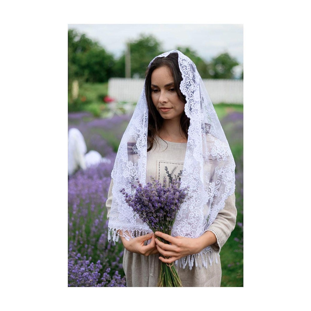 Orthodox Head Scarf, Lace Chapel Veil Scarf, Mantilla Shawl, Church ...