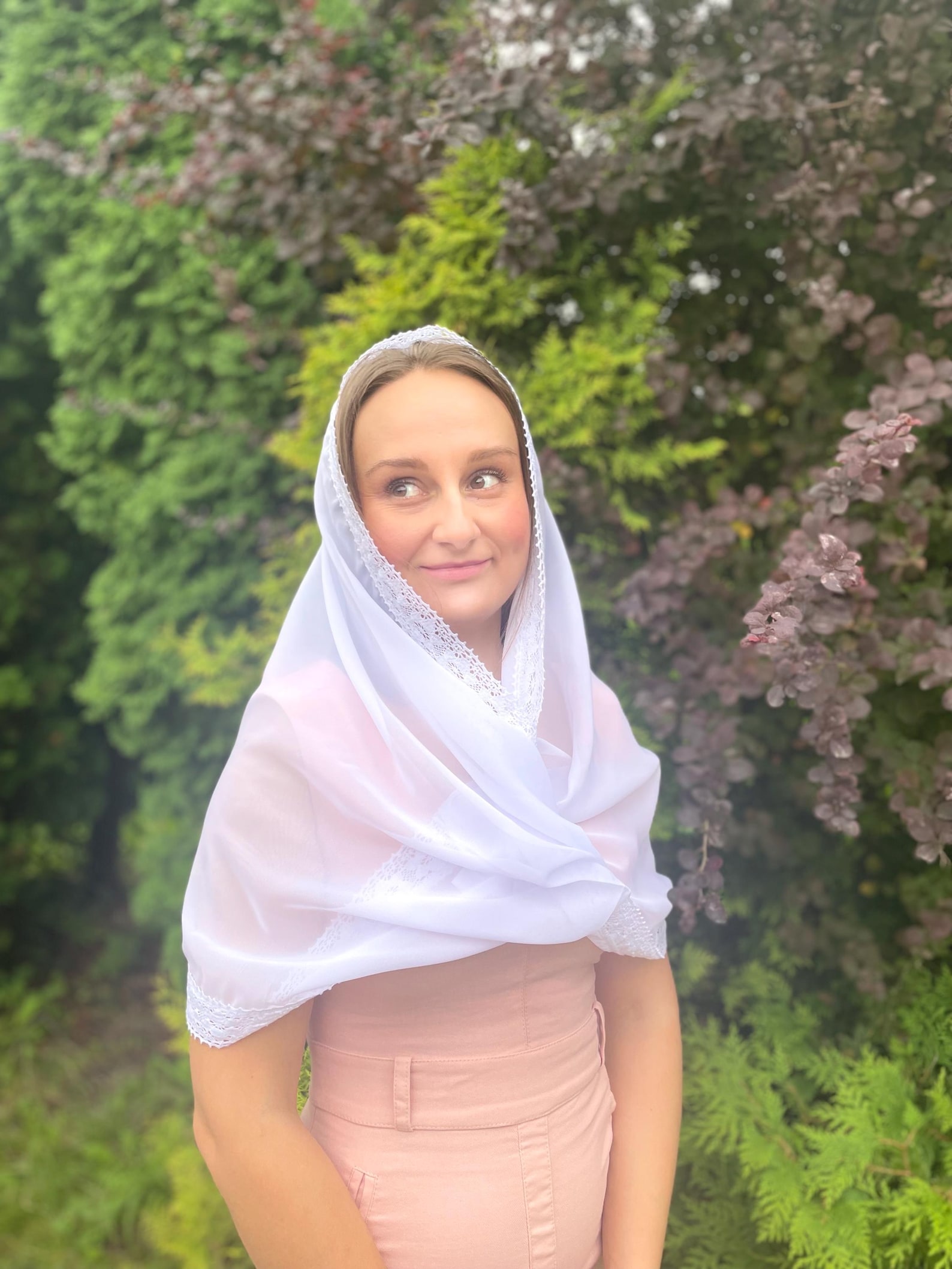 White Chapel Veil, Infinity Veil, Wedding Veil, Catholic Veil, Infinity ...