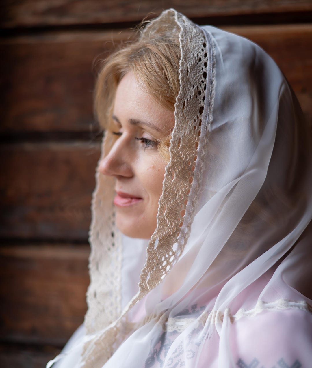 Orthodox Christian Head Covering With Lace Trim, Modest White Church ...