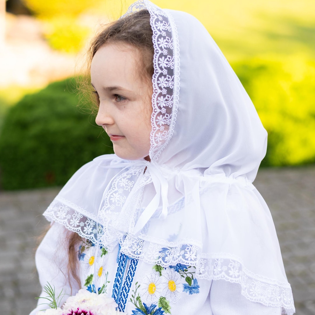 Little Girls Catholic Veil, White Lace Headscarf for Girls, Catholic ...