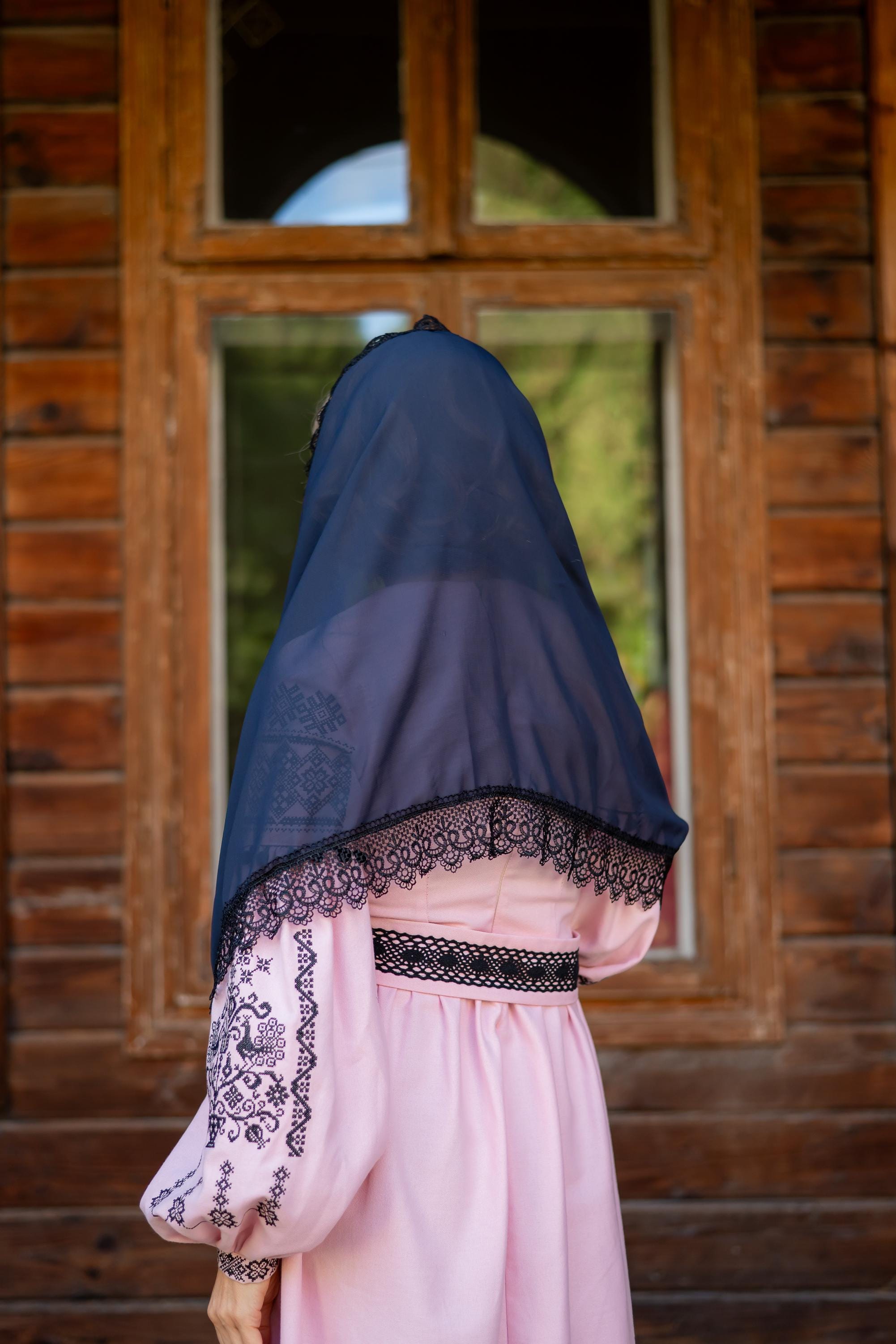 Catholic Infinity Chapel Veil, Dark Blue Infinity Veil for Mass ...