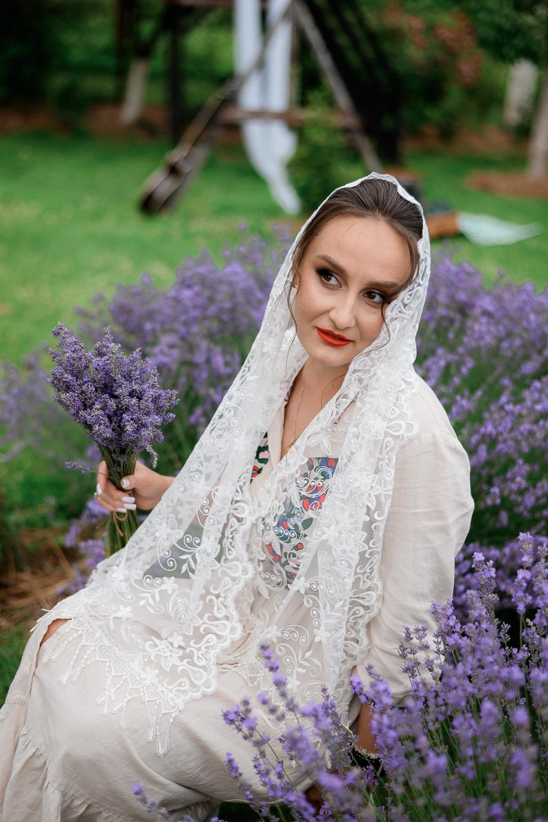 Chapel Scarf, Orthodox Head Scarf, Wedding Lace Scarf, Mantilla Shawl ...