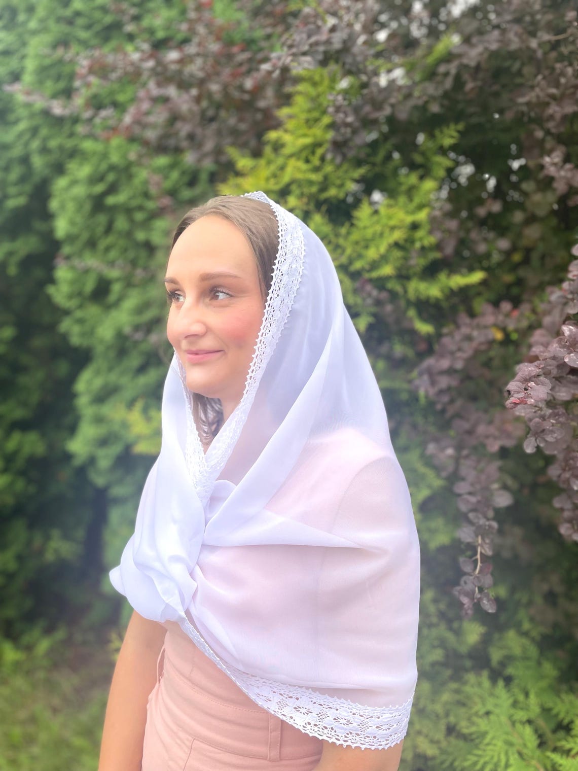 White Chapel Veil, Infinity Veil, Wedding Veil, Catholic Veil, Infinity ...