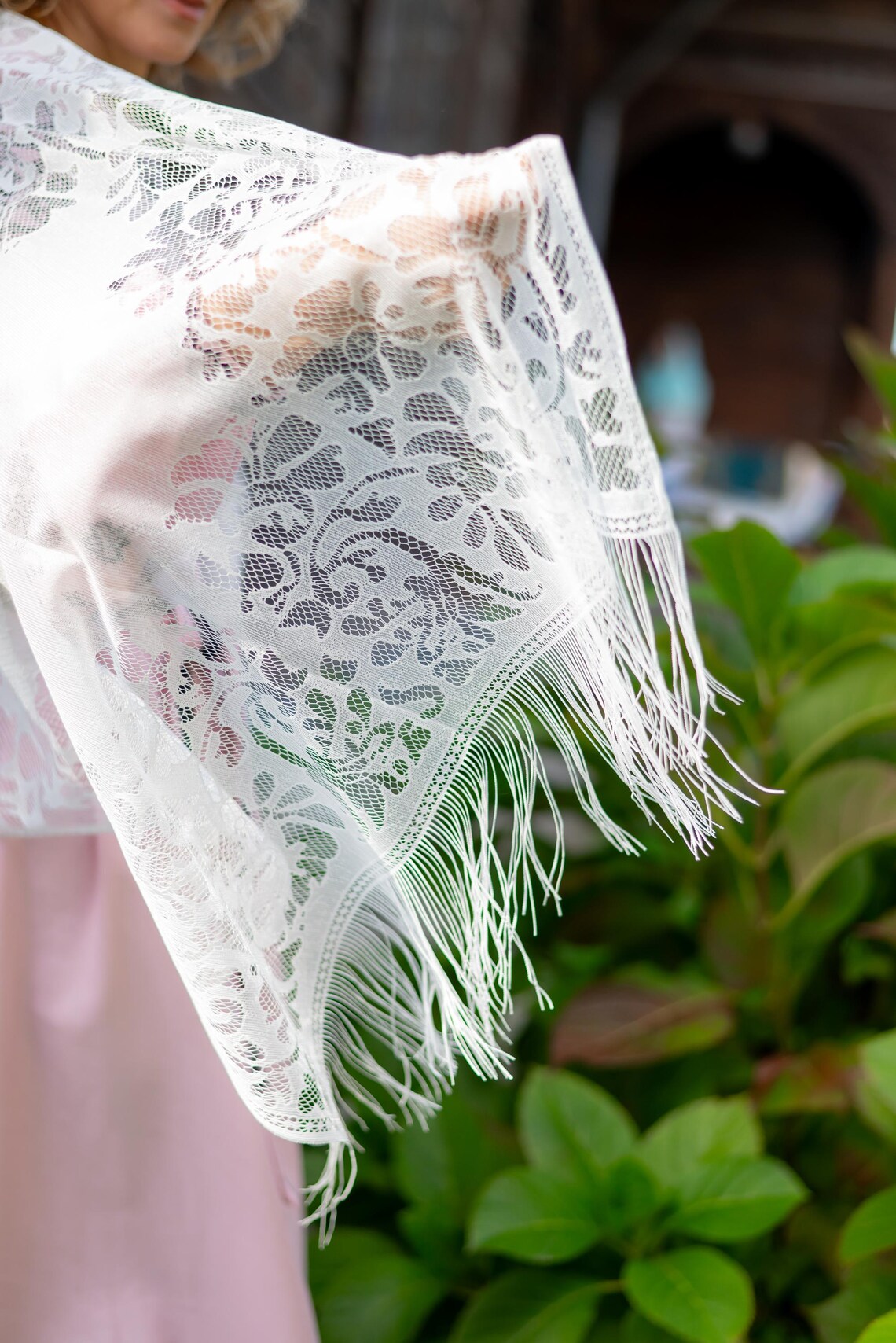 White Lace Shawl — Vintage-inspired Lightweight Wrap With Floral ...