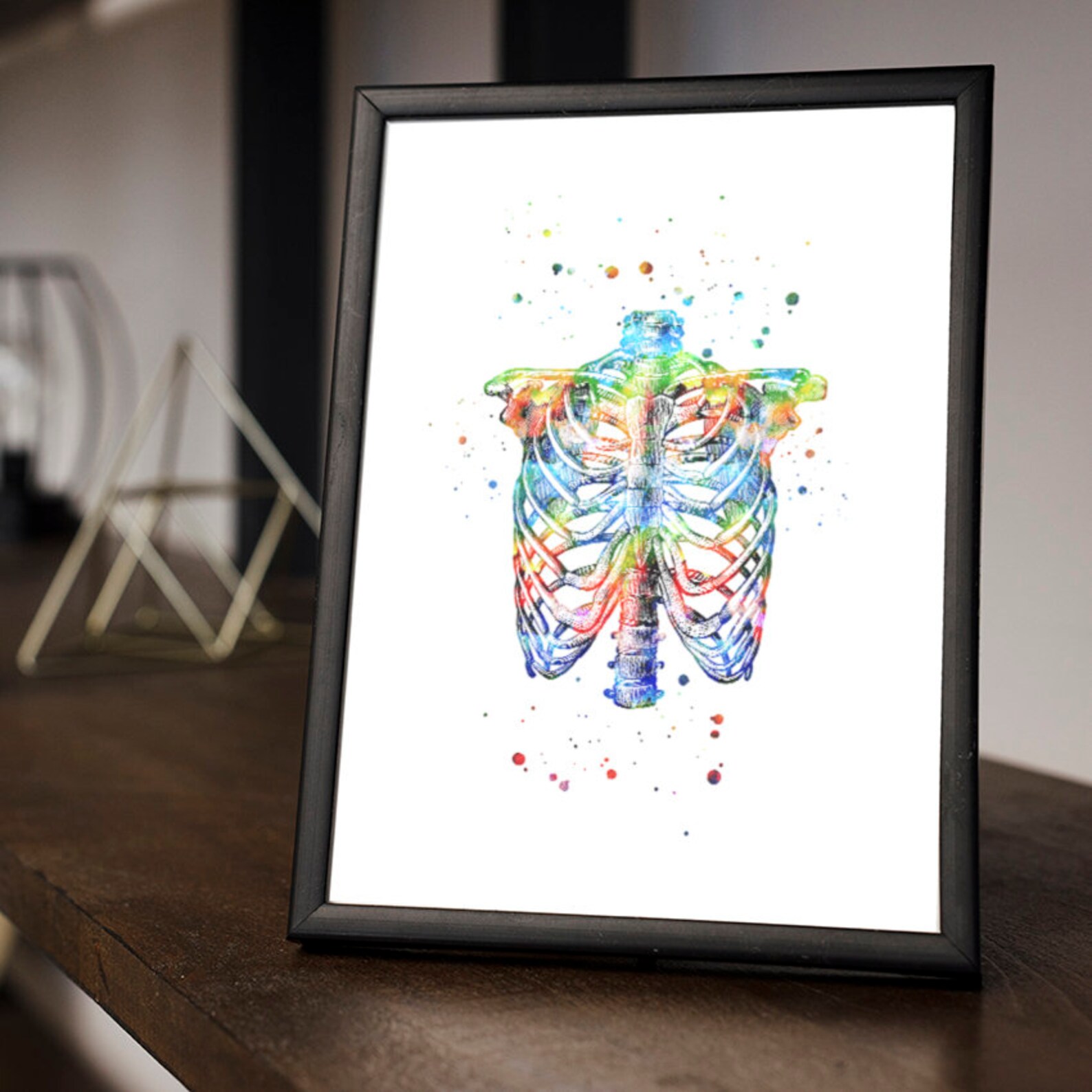 Skeleton Rib Cage Anatomy Art Watercolor Print Human Chest - Etsy