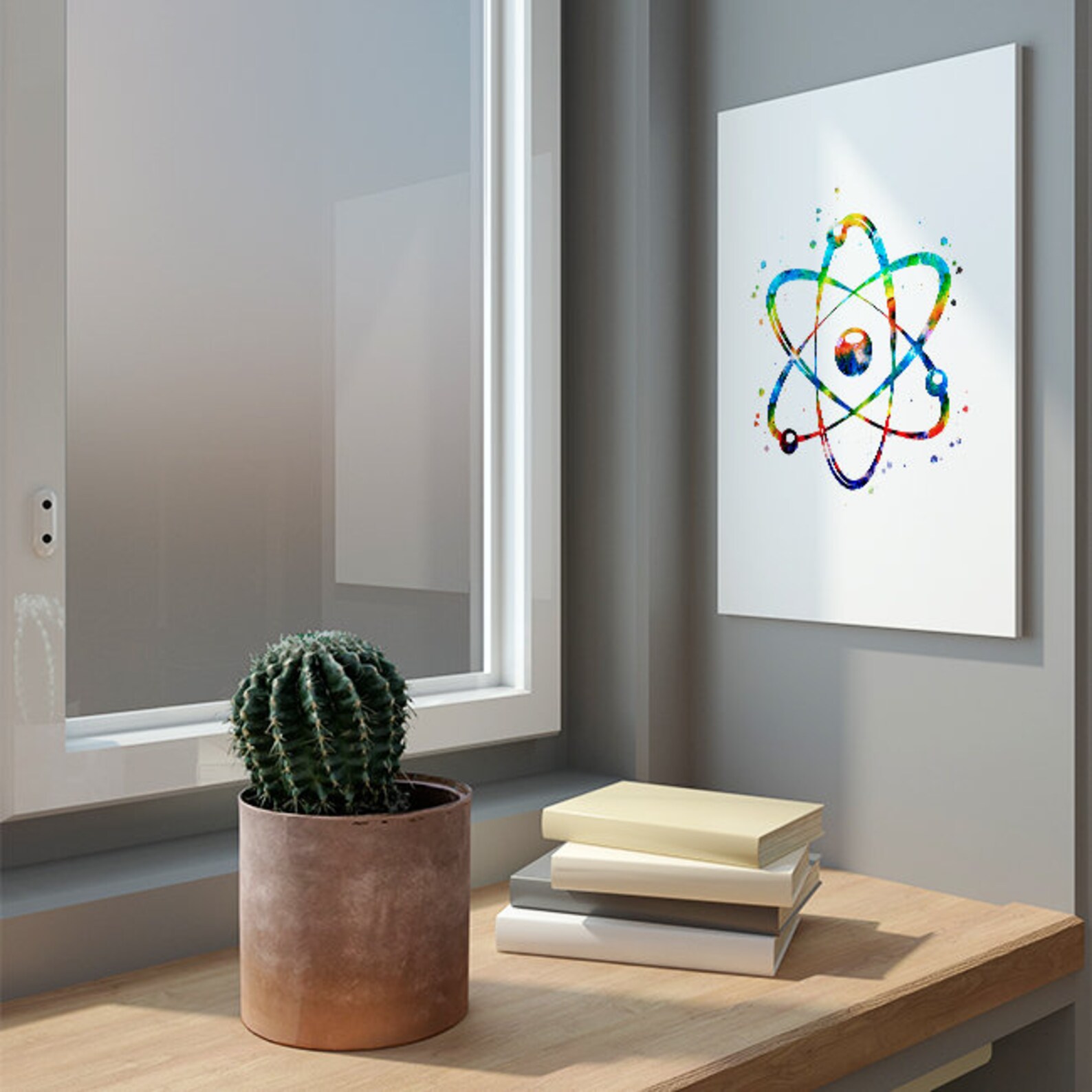 Atom Print Chemistry Art Poster Atom Watercolor Wall Art - Etsy