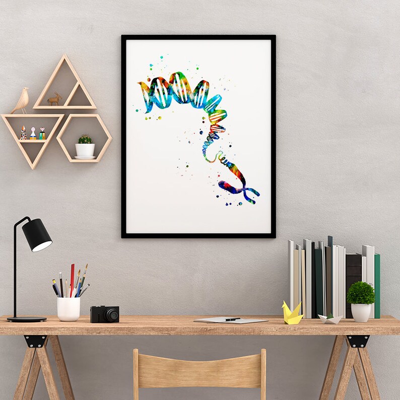 Genetics Art DNA Chromosome Watercolor Print Science Poster | Etsy
