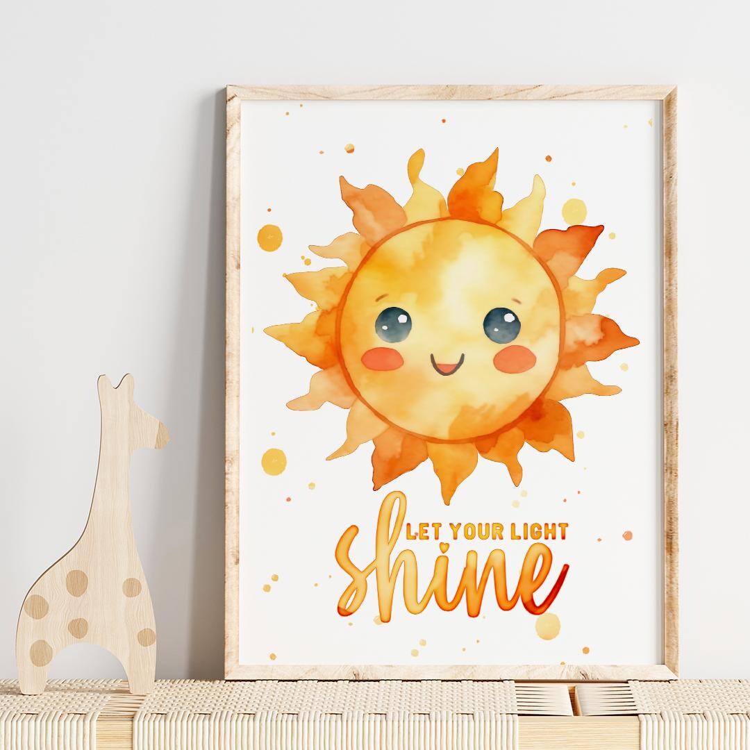 Christian Nursery Print Bible Verse Sunshine, Let Your Light Shine Wall ...