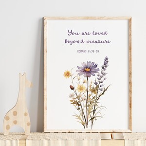 Bible Verse Wall Art, Christian Scripture Print, Floral Nursery Decor ...
