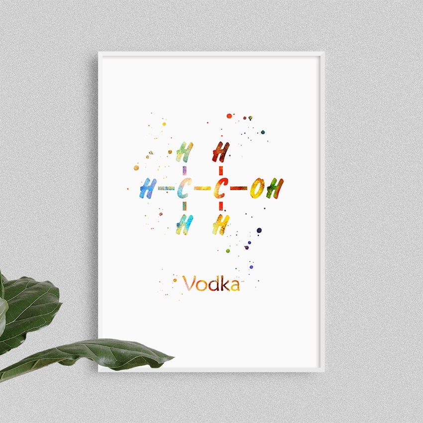 Vodka Molecule Watercolor Print Bar Decor Ethyl Alcohol - Etsy
