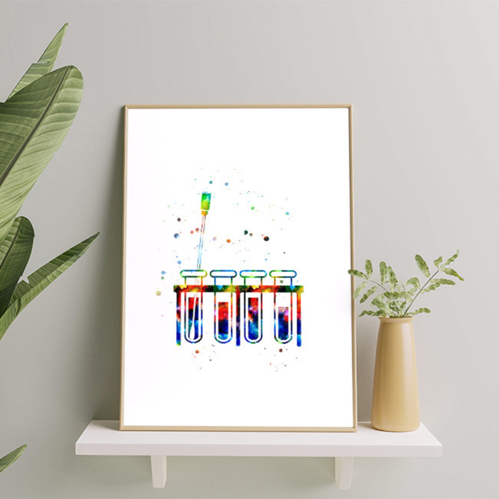 Test Lab Tubes, Laboratory Wall Art, Science Watercolor Print - Etsy