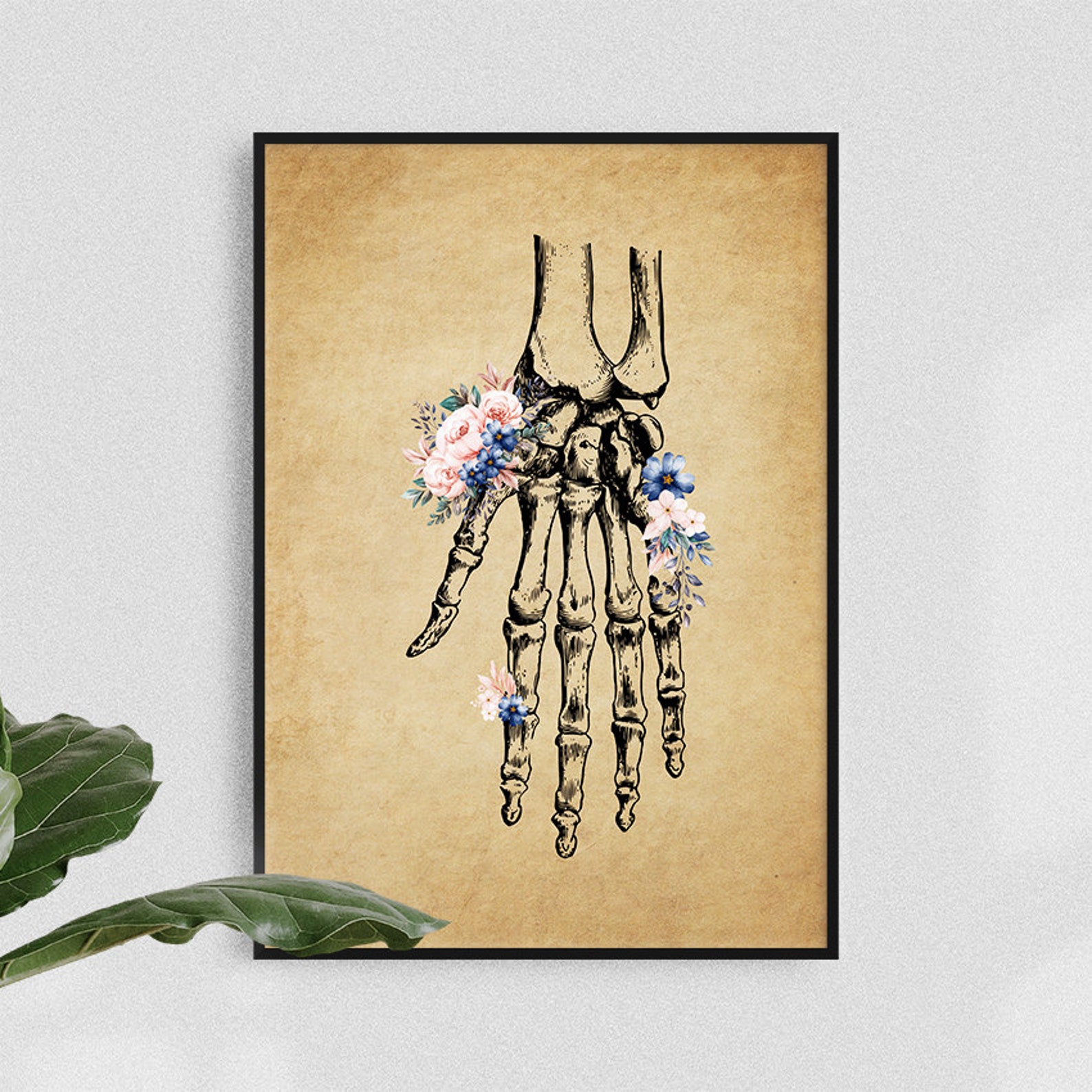 Human Hand Anatomy Art Print, Floral Anatomy Art, Orthopedic Surgery ...