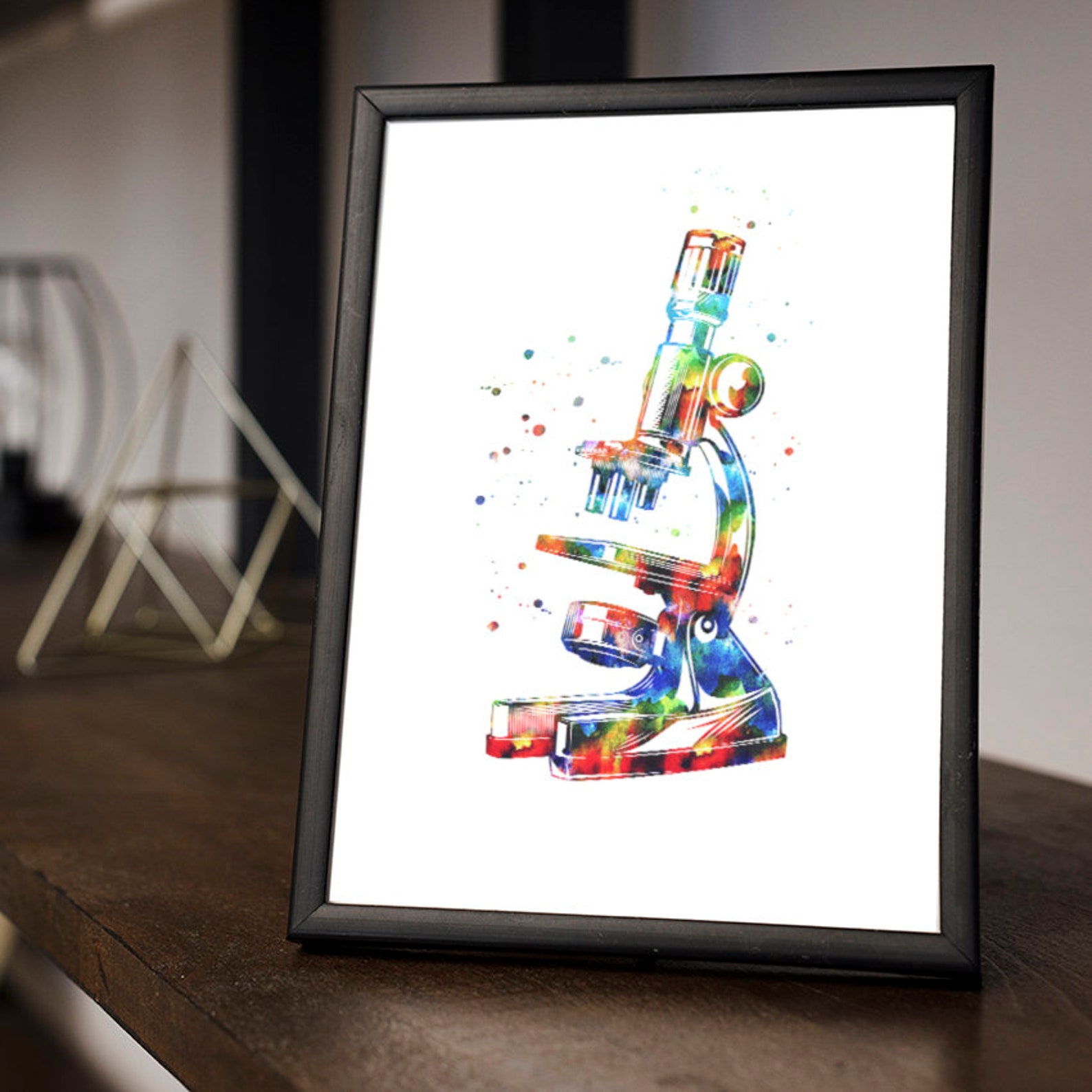 Мicroscope Art Print, Science Art, Microscope Poster, Graduation Gift ...