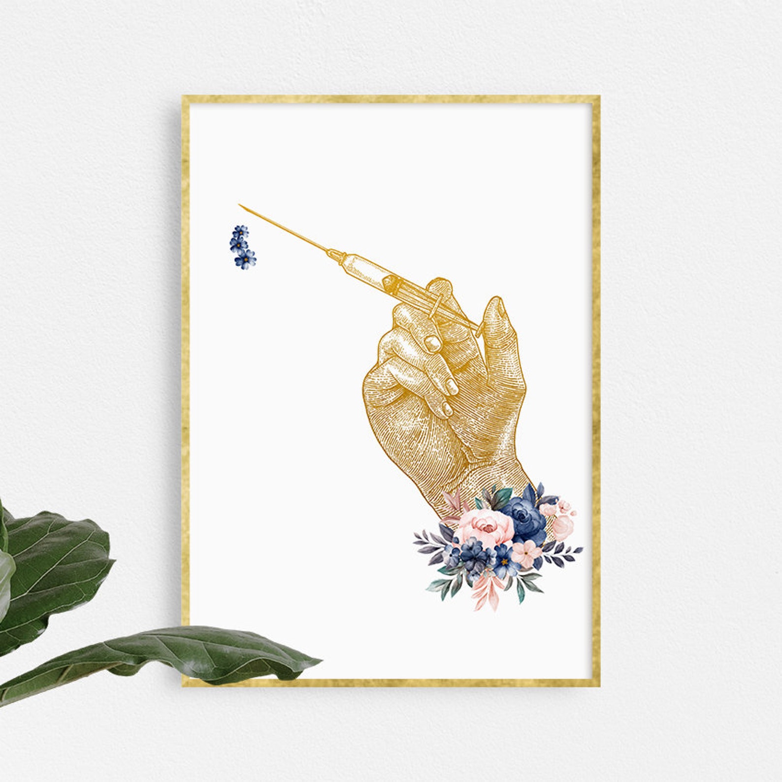 Syringe Floral Medical Art Print, Nurse Office Decor, Graduation Gift ...