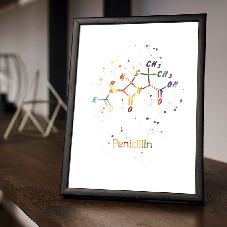 Penicillin Print Pharmacy Art Penicillin Molecule Poster - Etsy