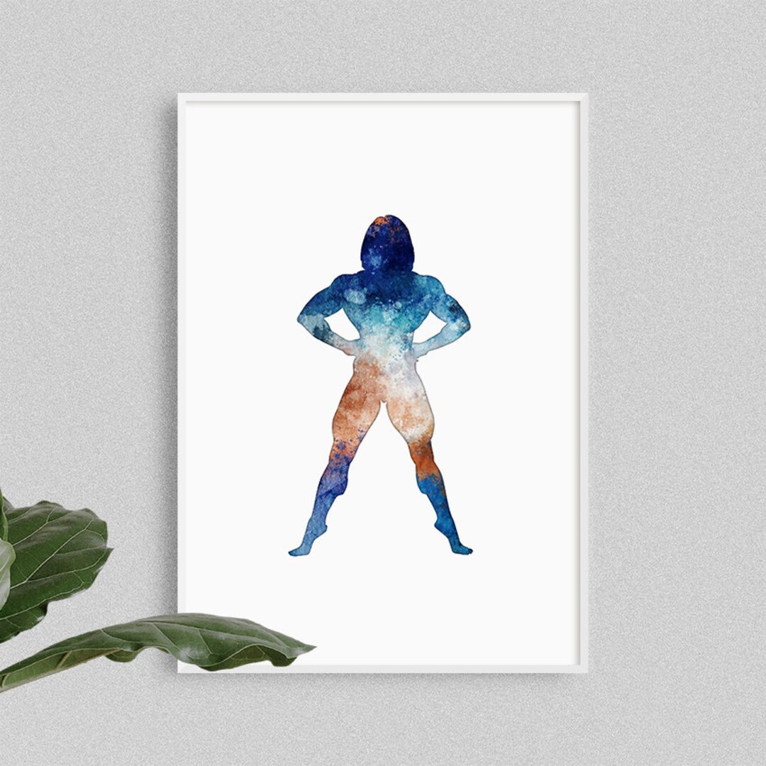 Female Bodybuilder Print, Watercolor Artwork, Fitness Studio Wall Art ...