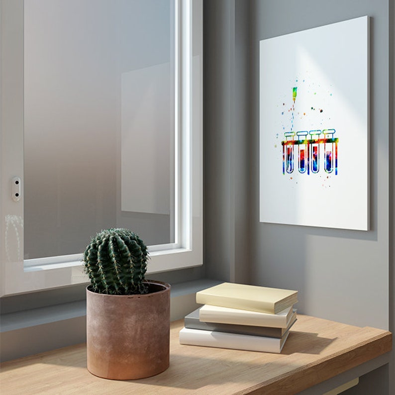 Test Lab Tubes, Laboratory Wall Art, Science Watercolor Print - Etsy