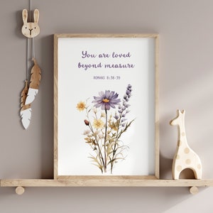 Bible Verse Wall Art, Christian Scripture Print, Floral Nursery Decor ...