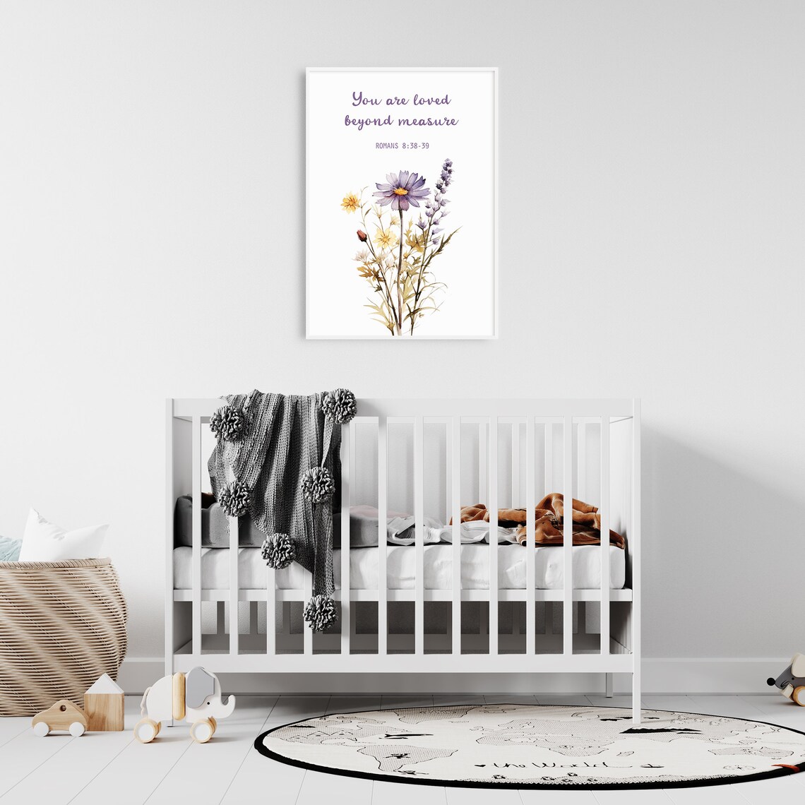Bible Verse Wall Art, Christian Scripture Print, Floral Nursery Decor ...