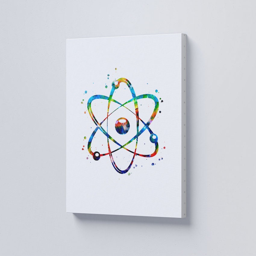Atom Print Chemistry Art Poster Atom Watercolor Wall Art - Etsy