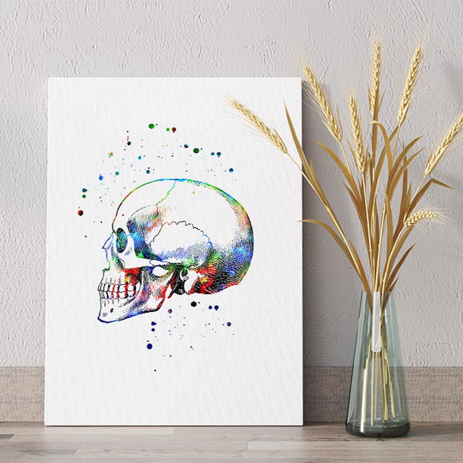 Human Skull Art Watercolor Print Anatomy Poster Med Student - Etsy