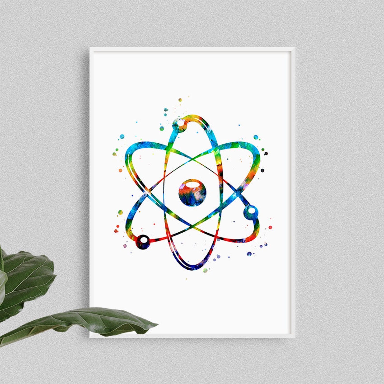 Atom Print Chemistry Art Poster Atom Watercolor Wall Art - Etsy