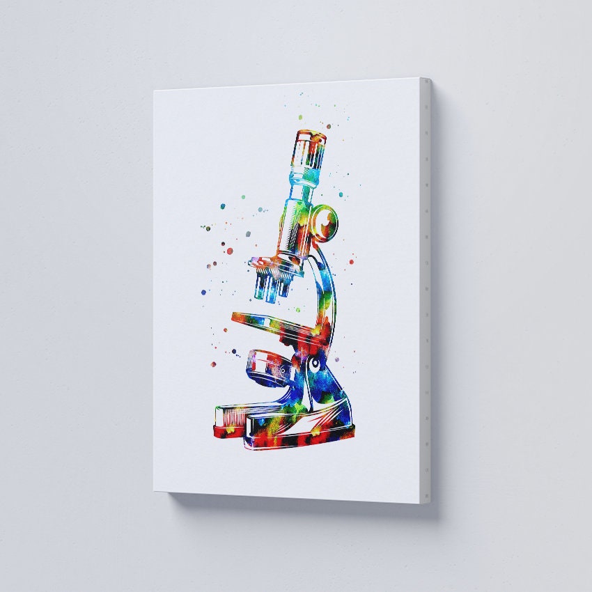 Мicroscope Art Print, Science Art, Microscope Poster, Graduation Gift ...