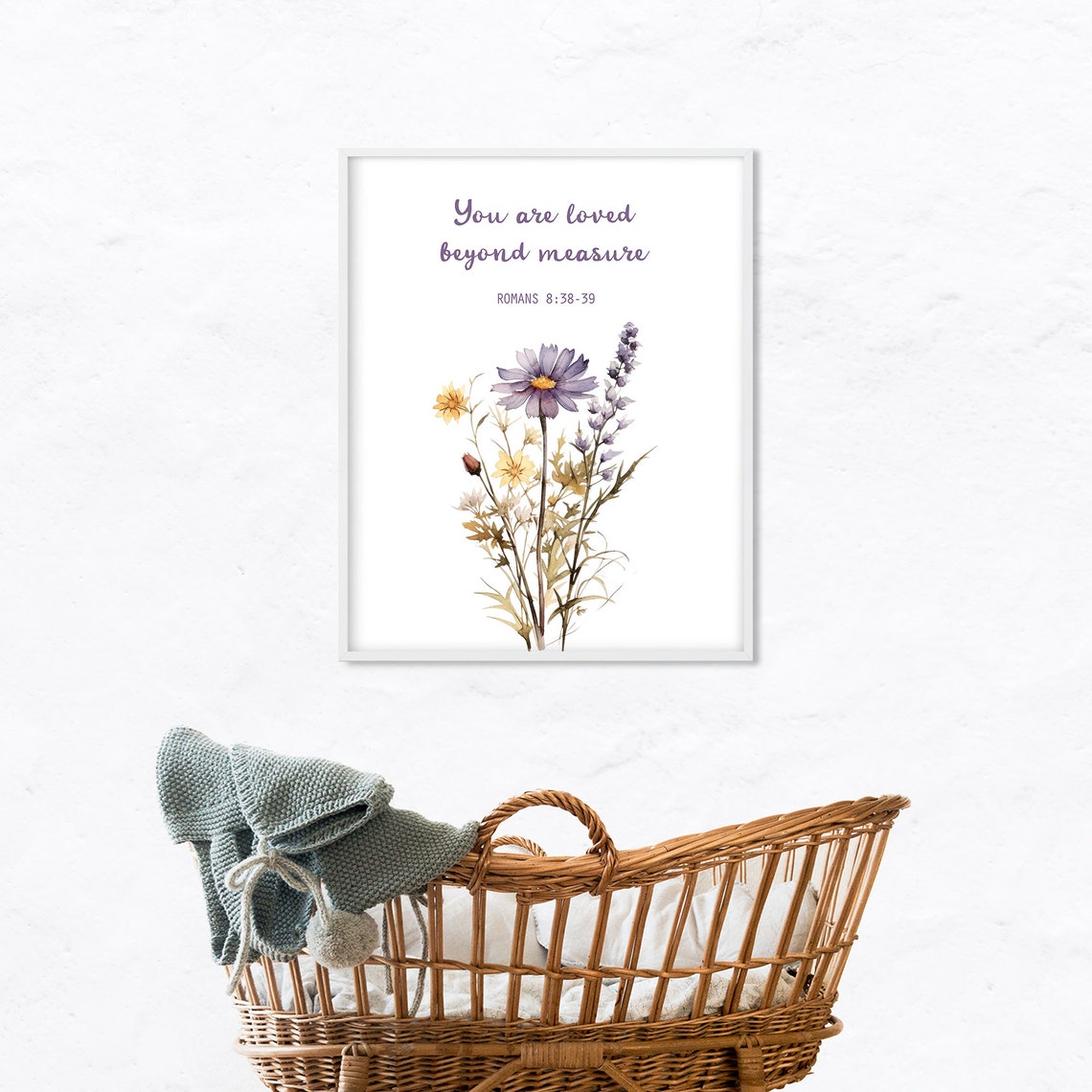 Bible Verse Wall Art, Christian Scripture Print, Floral Nursery Decor ...