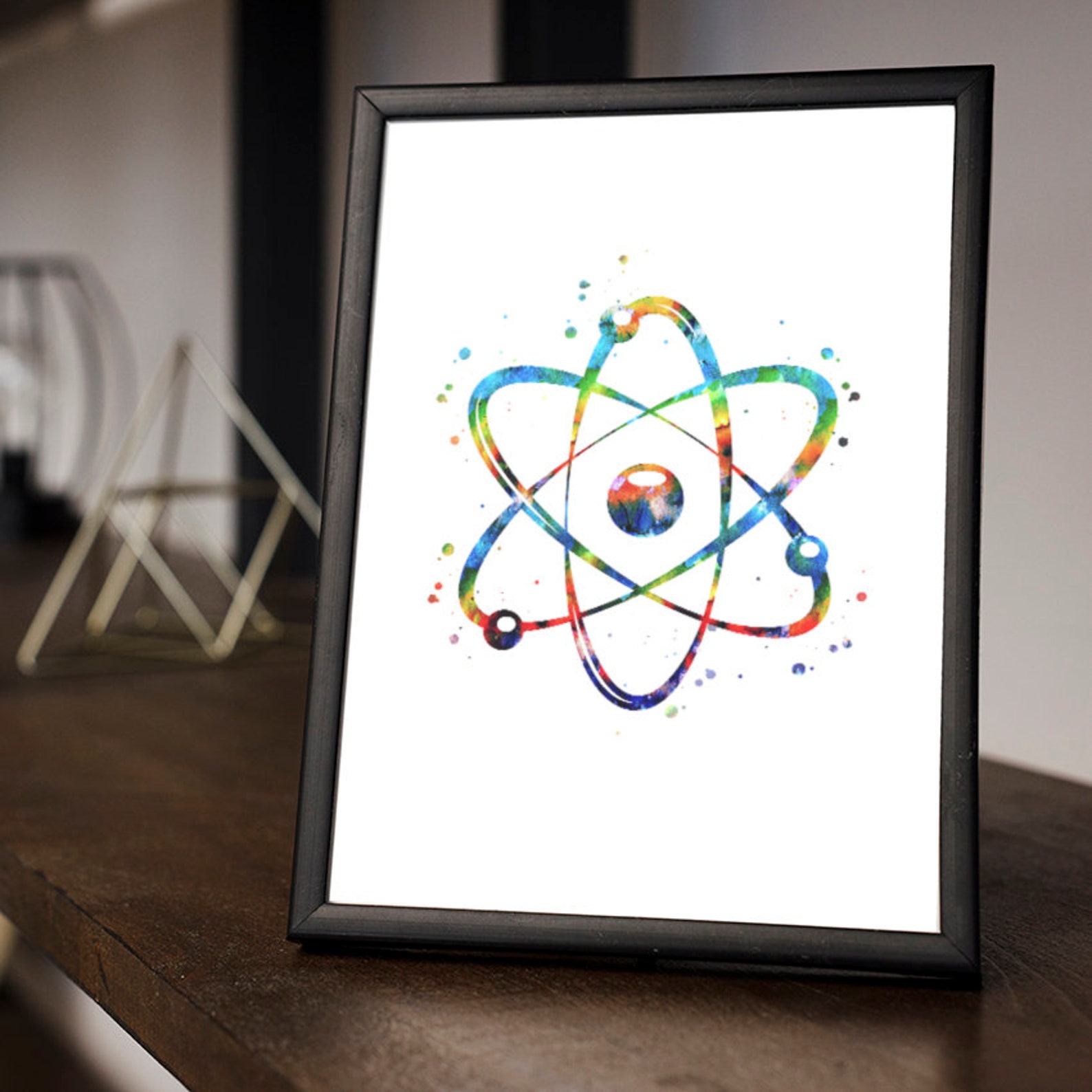 Atom Print Chemistry Art Poster Atom Watercolor Wall Art - Etsy