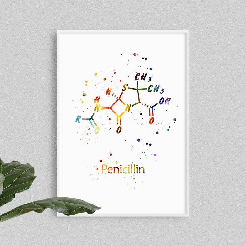 Penicillin Print Pharmacy Art Penicillin Molecule Poster - Etsy