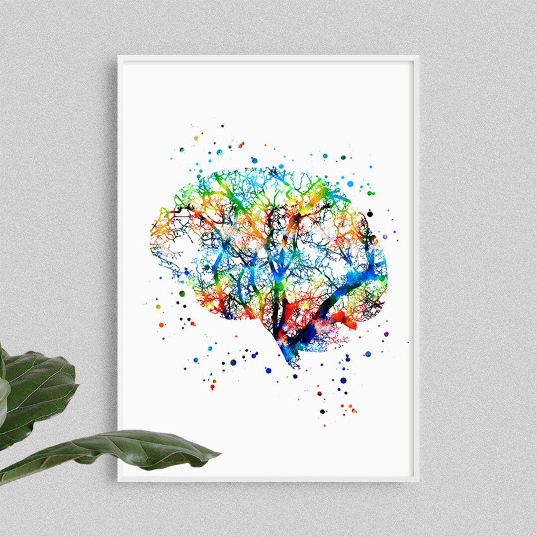 Brain Tree, Watercolor Art Print, Anatomy Art, Medical Art, Office ...