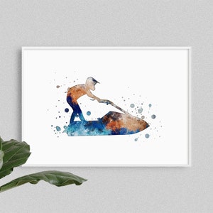 Jet Ski Poster, Watercolor Art Print Water Sport Inspirational Decor ...